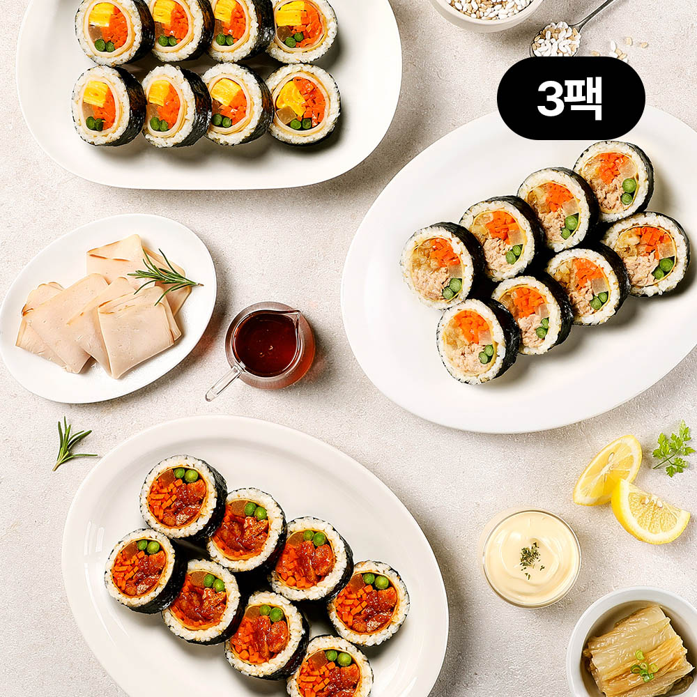 허닭 [허닭] FIT 저당 현미 곤약 김밥 220g 3종 혼합 3팩 | 허닭